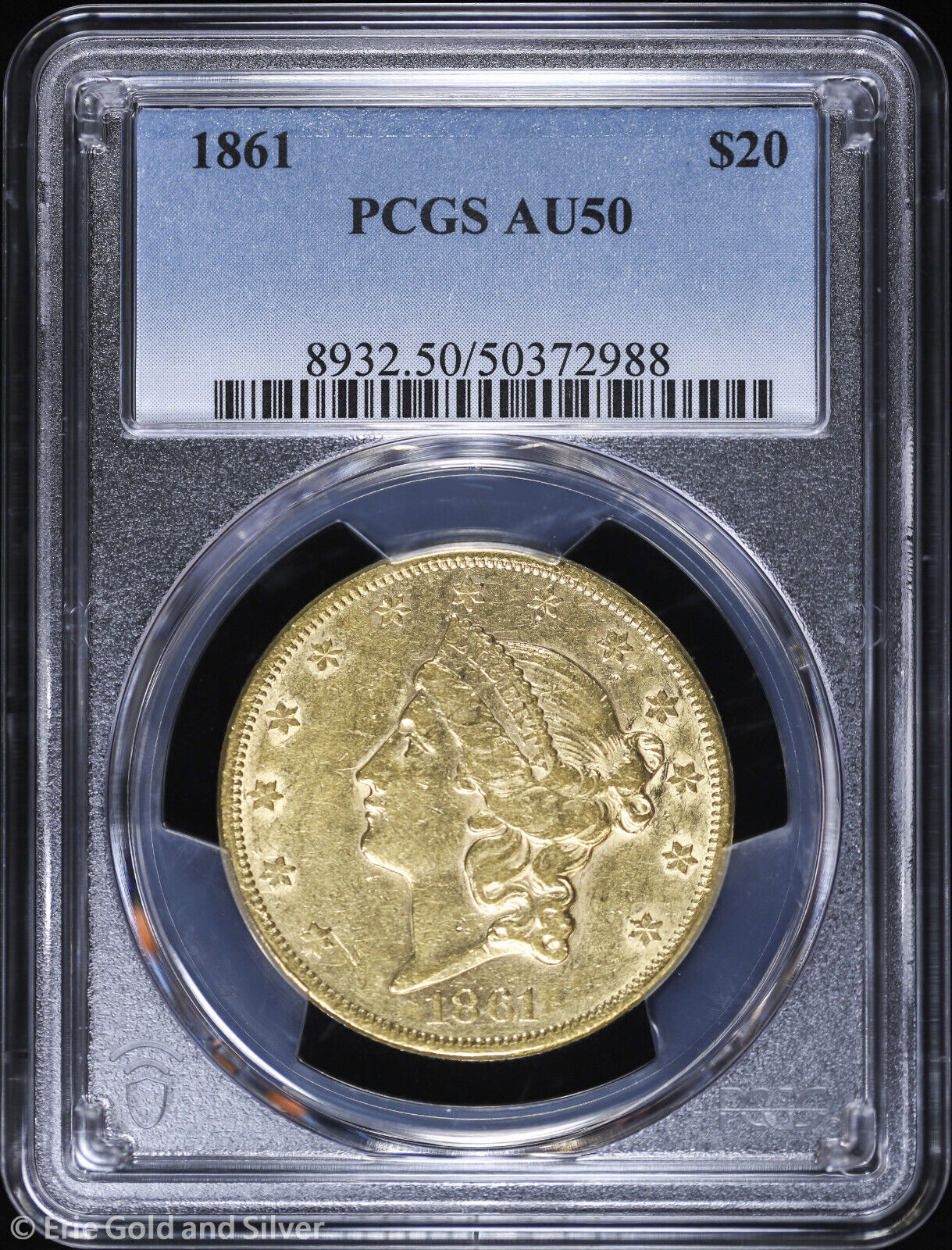 1861 $20 Gold Liberty Head Double Eagle PCGS AU 50 | eBay